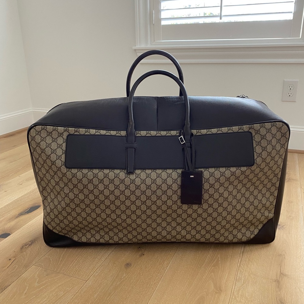 Gucci Monogram Suitcase Trunk Luggage Brown Gg Suprem… - Gem